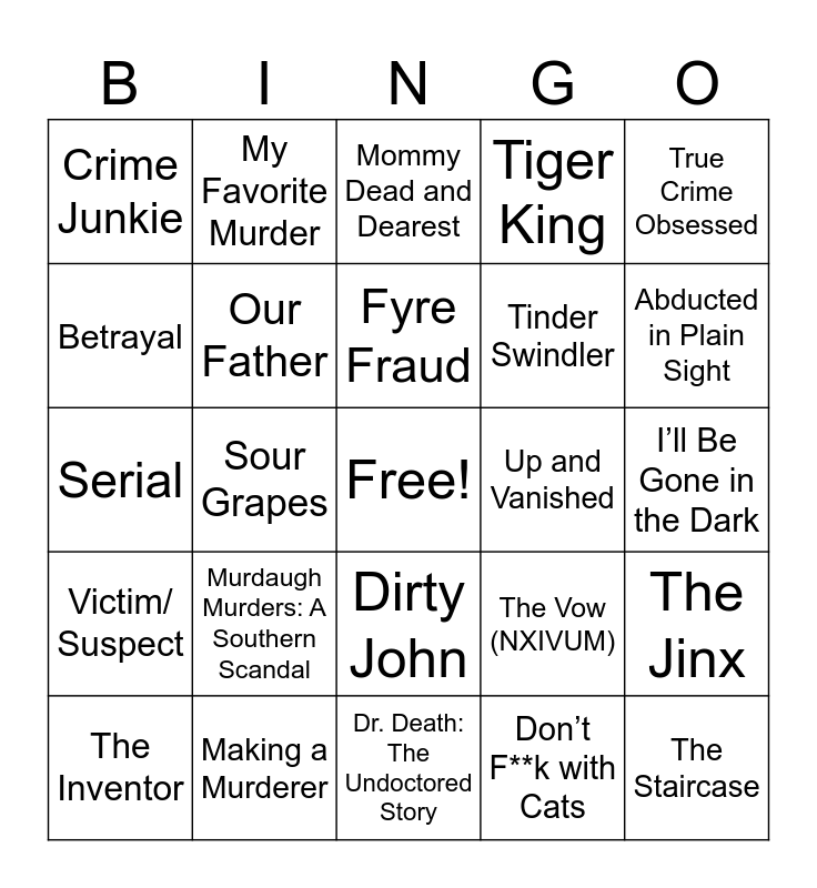 [D]C True Crime Bingo Card