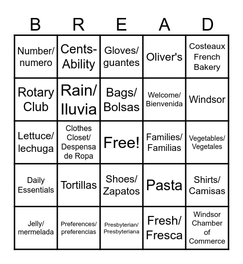 B.R.E.A.D. Board Bingo Card