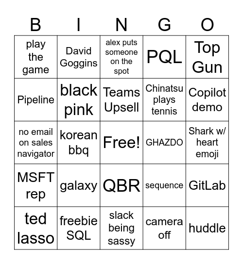 sales dev bingo Card