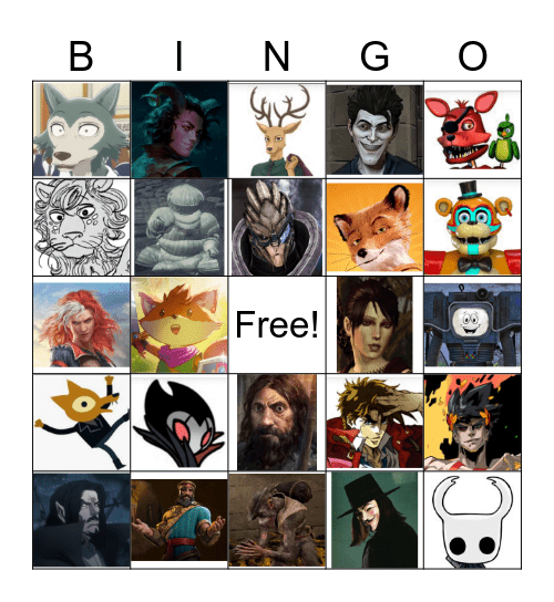 Favourite Characters Bingo Card