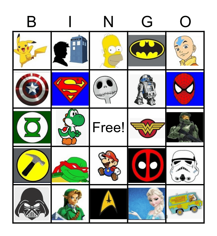 Comic Con Bingo Card