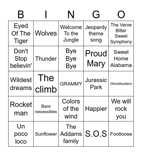 MUSIC Bingo Card
