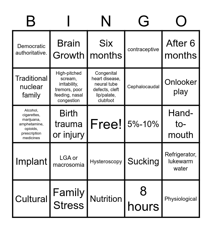 Maternity Bingo :) Bingo Card