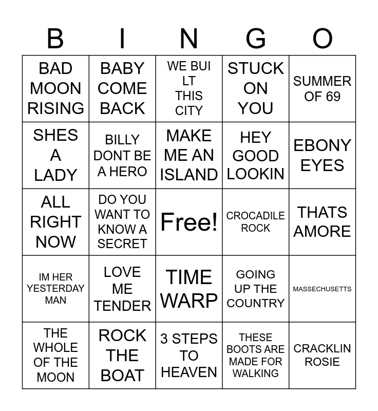 FRIDAY Bingo Card