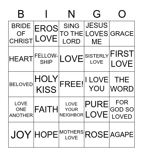 Jesus Loves Me Bingo Card