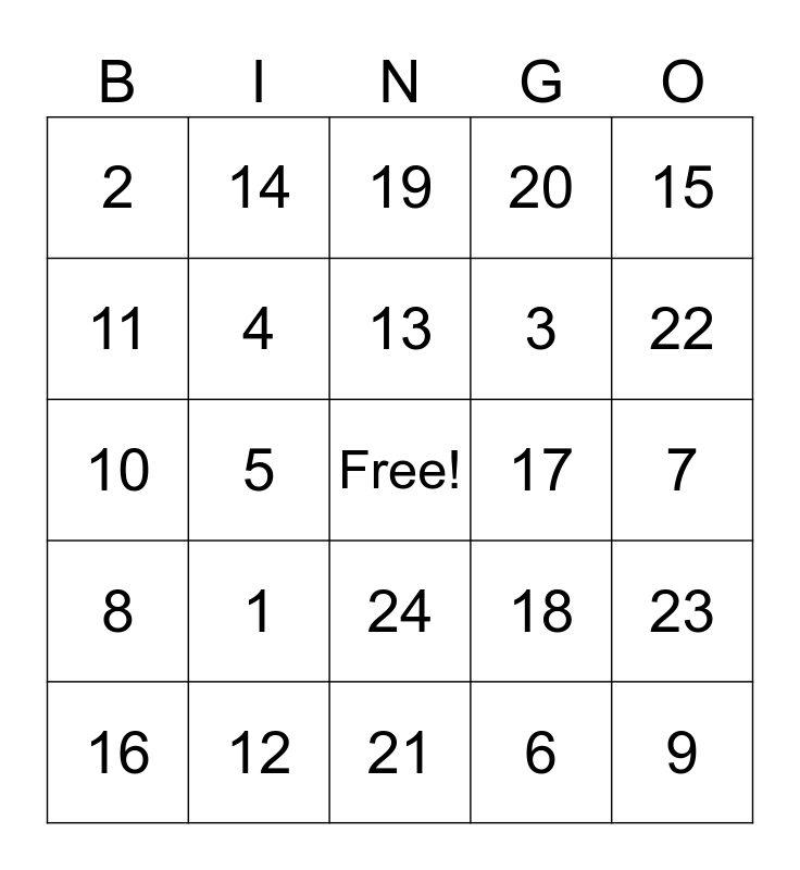 Bingo z Magis Bingo Card