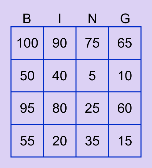 Bingo oh oh Bingo Card