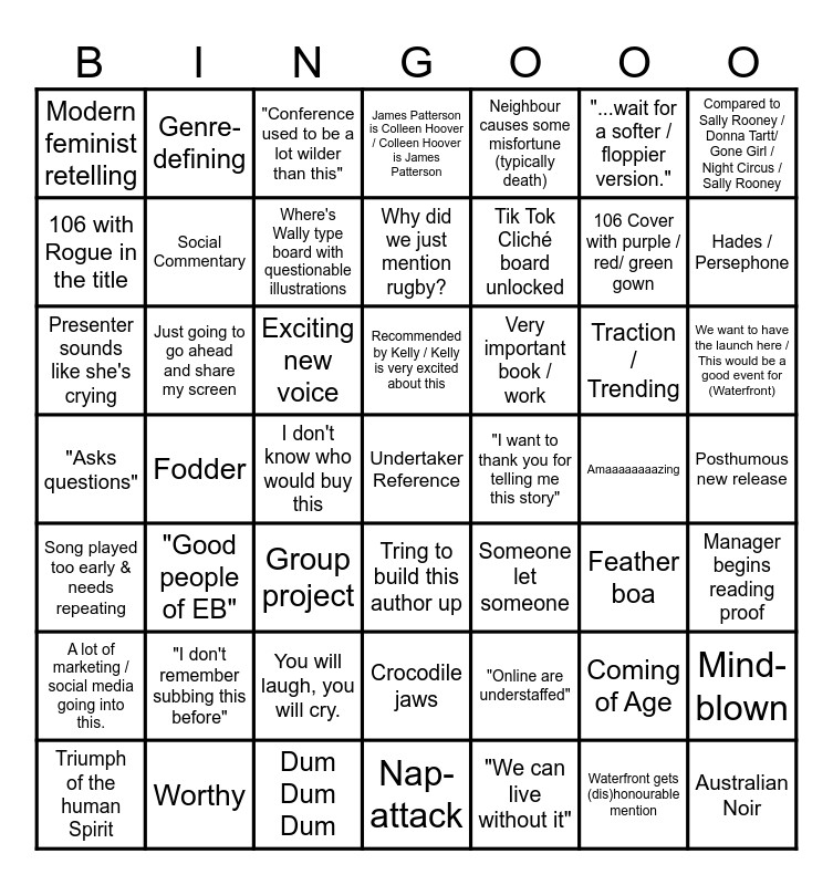Book Rep Bingo Card