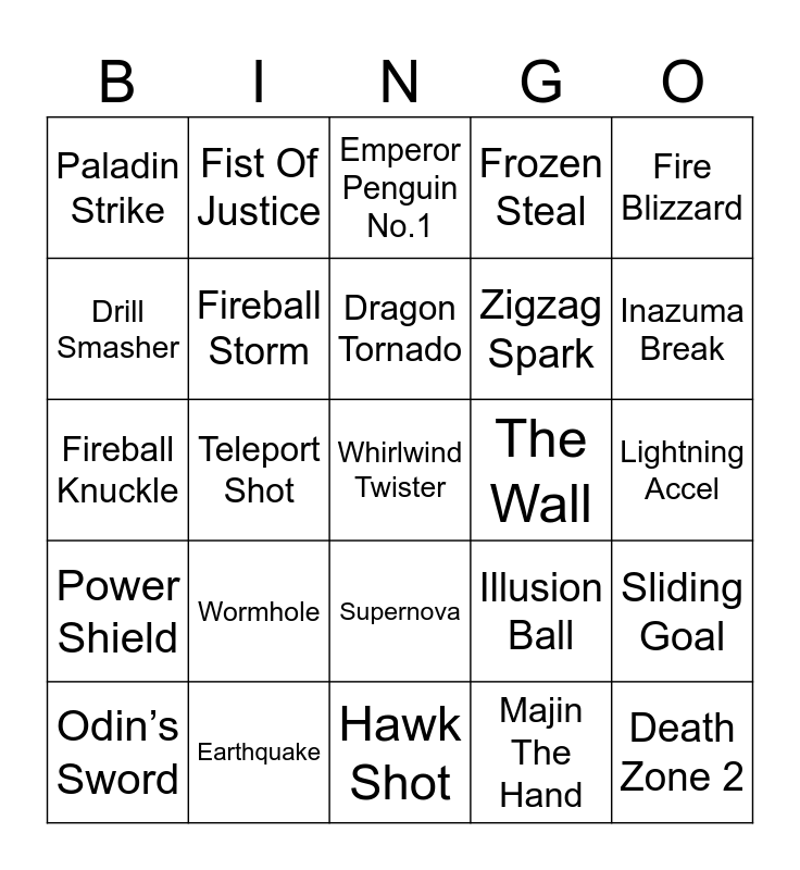 Xin Round 1 (Inazuma Eleven) Bingo Card