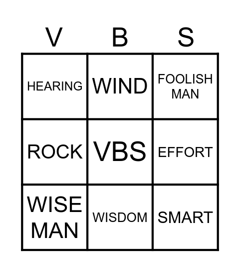 Wise Man Foolish Man Bingo Card