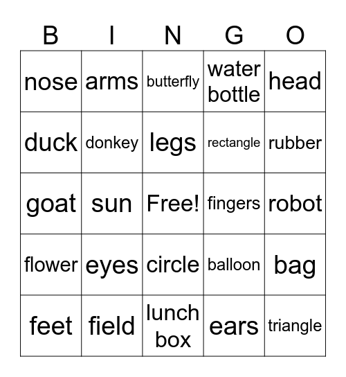 random words Bingo Card