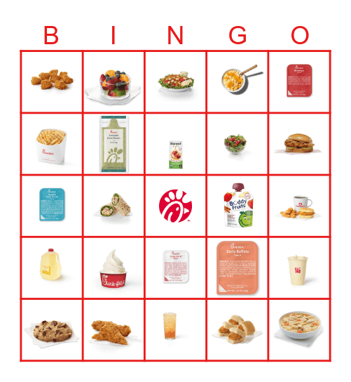 Chick-Fil-A Bingo Card