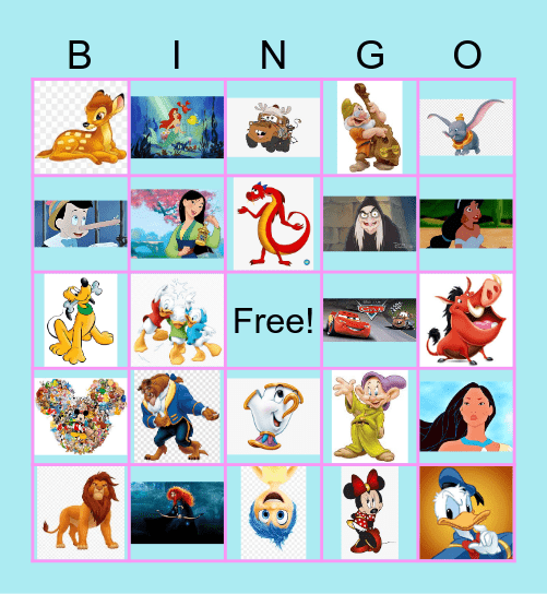 DISNEY CHARACTERS Bingo Card