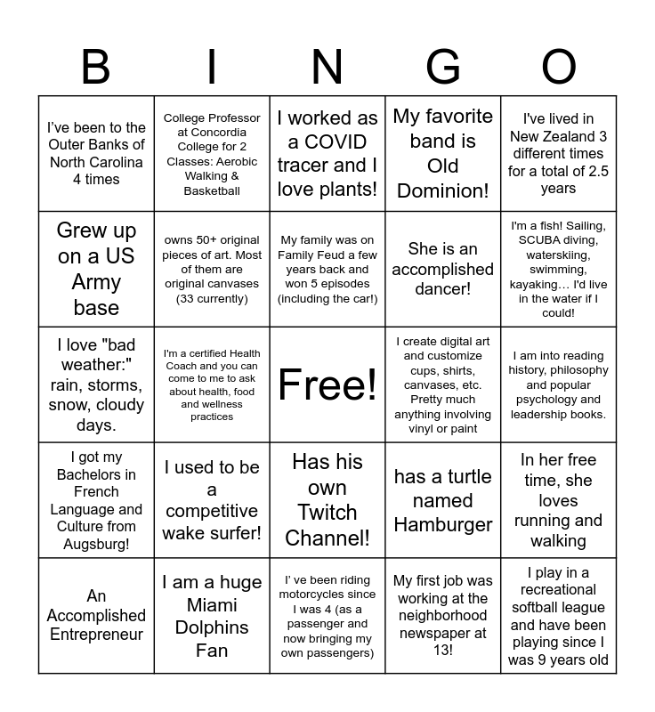 TCO Bingo Card