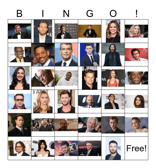 Actors/Actresses Bingo Card