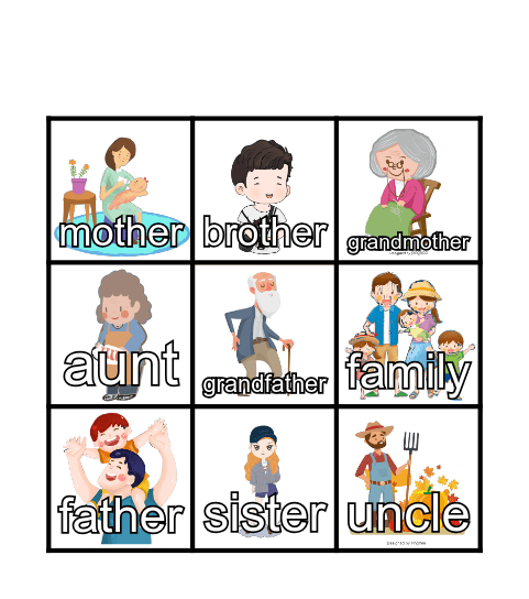 Family Bingo Game Bingo Card