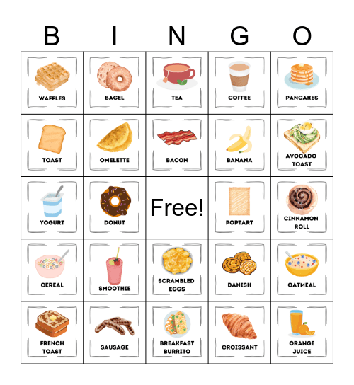 Breakfast Bingo Card