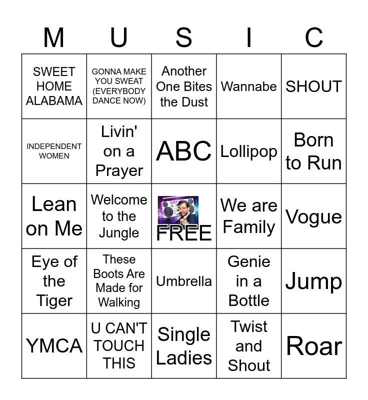 Musical Bingo Card
