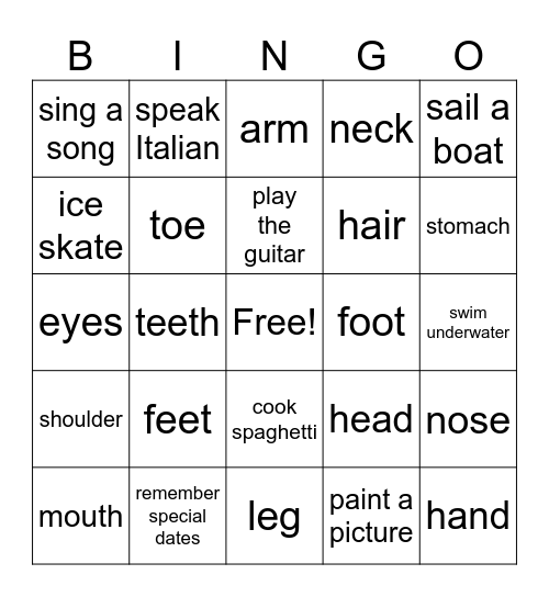 UNIT 5 - PREKET 1 Bingo Card