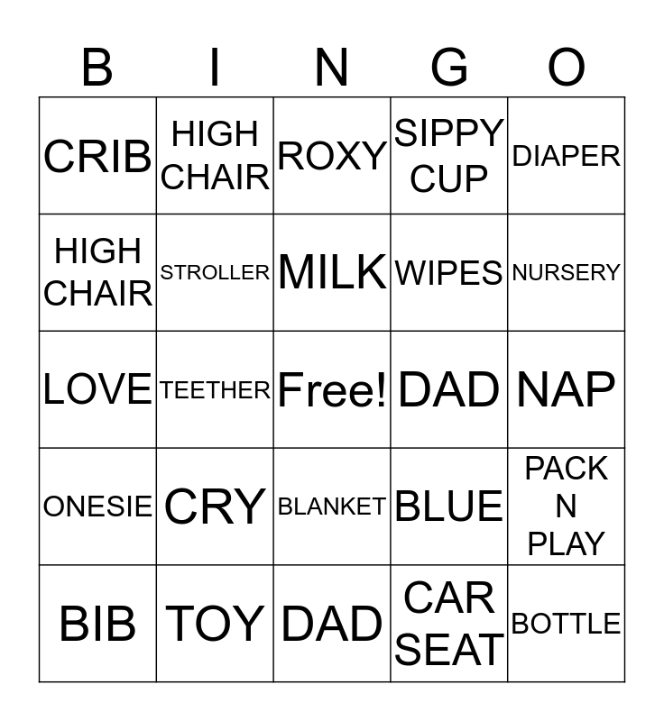 IT'S A BOY Bingo Card