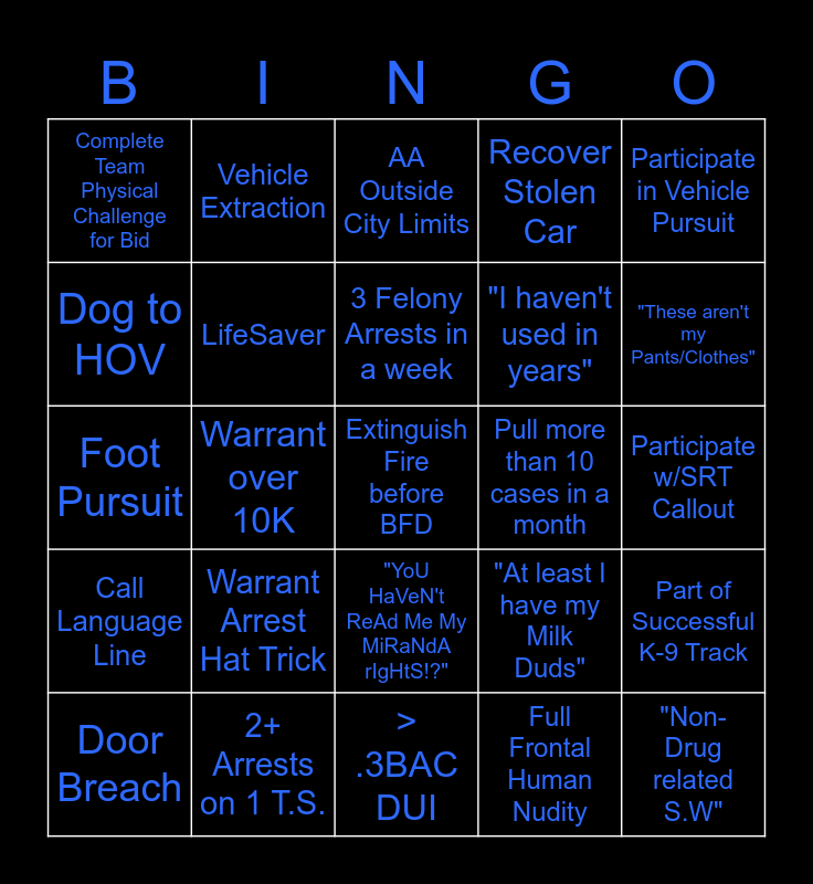 Shift Bingo! Bingo Card