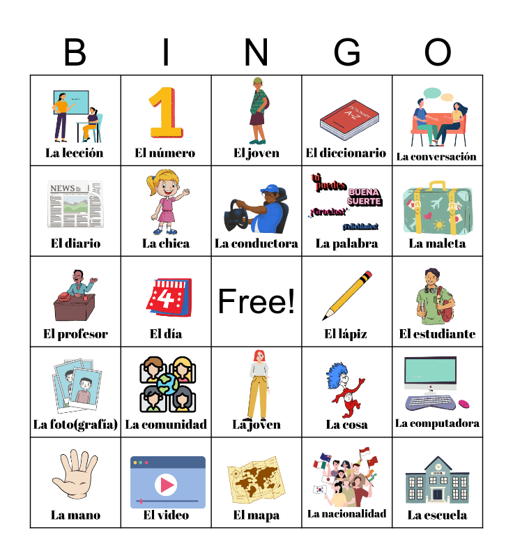 Sustantivos Bingo Card