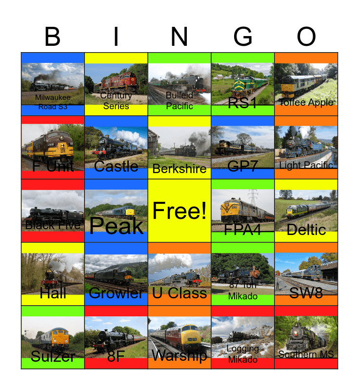 Steam Specials and Passenger Extras in 2014 Bingo Card