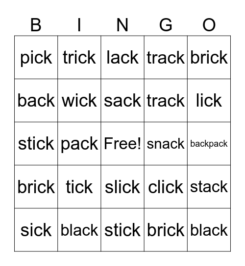 ck digraph words Bingo Card