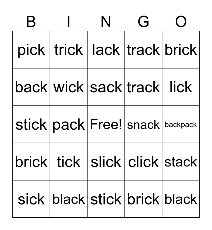 ck digraph words Bingo Card