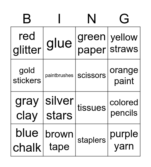 What do you need? Bingo Card