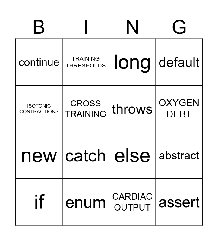 Keyword Bingo Card