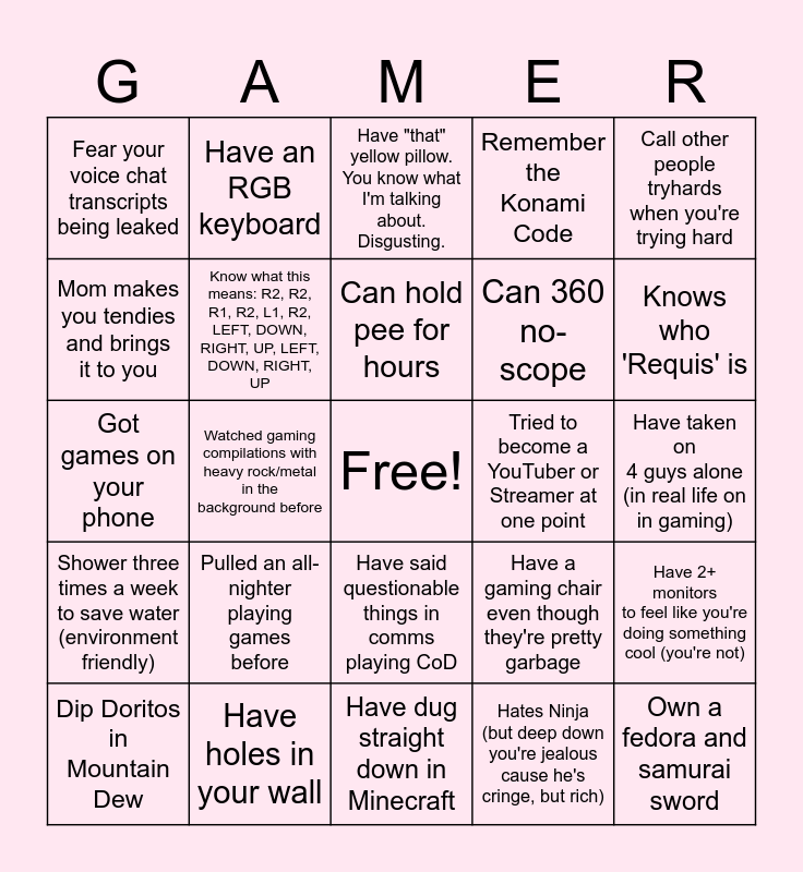 GAMER BINGO Card