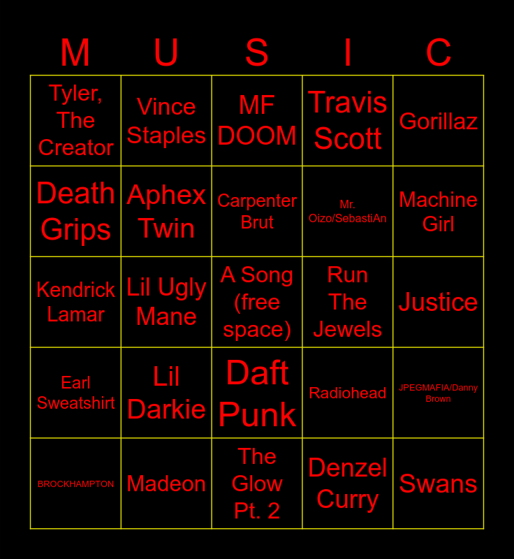 evan Bingo Card