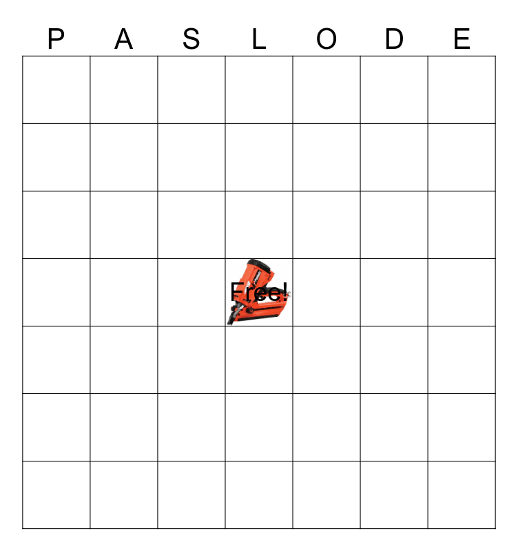 GTU Bingo Card