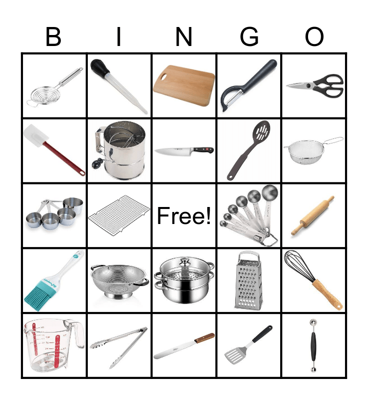 Kitchen Utensils BINGO Card