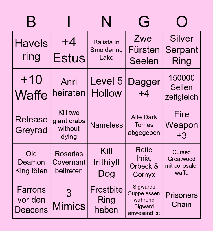 DS 3 Bingo Card