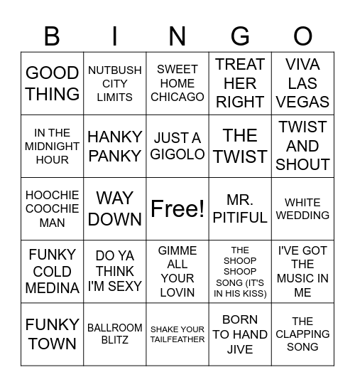 FRONT ROW 1 Bingo Card