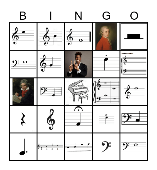 Note Reading Bingo Card