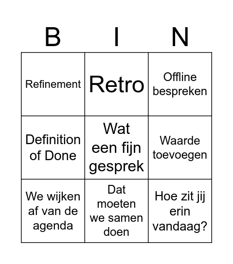 Scrum bullshit Bingo Card