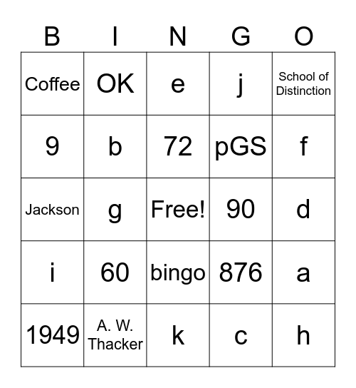 PGS Fun Facts Bingo Card