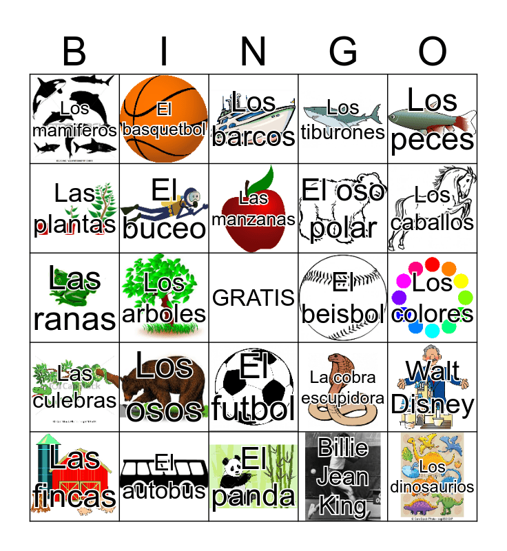 Spanish Read Naturally Bingo Card
