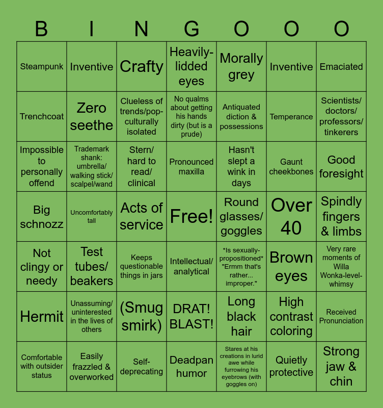 WOOBLE MAN Bingo Card