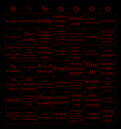 WOOBLE MAN Bingo Card