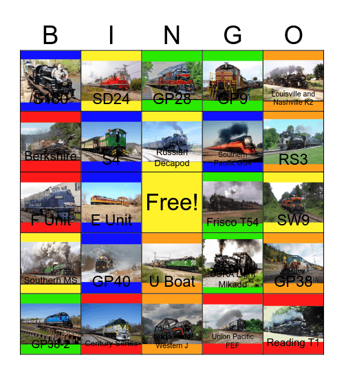 More Trains around North America Bingo Card