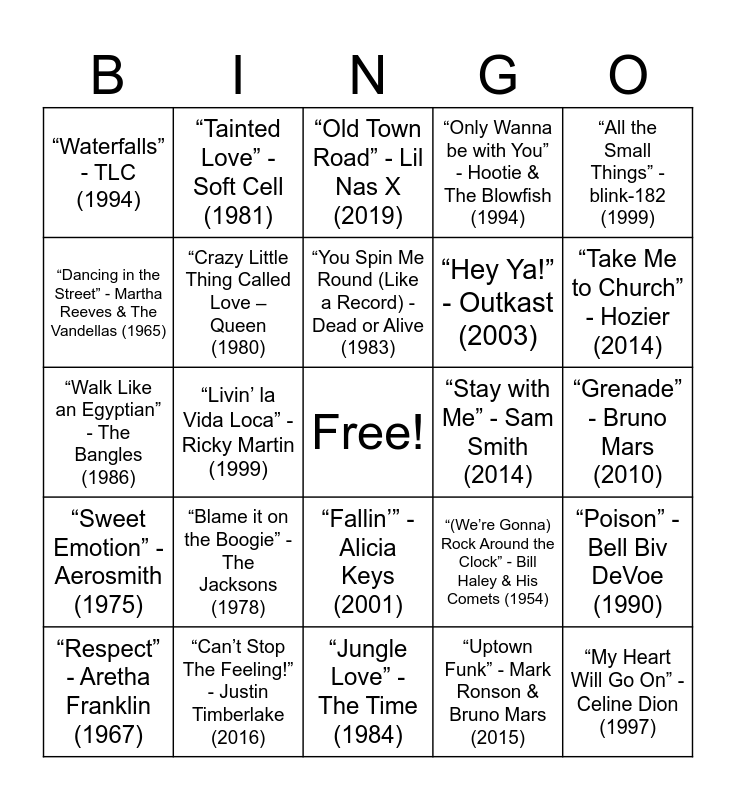 Decades Bingo August 2023 Bingo Card
