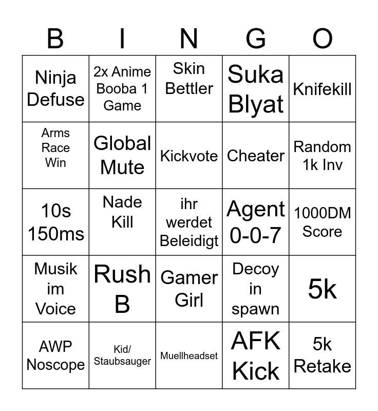 CS Casual Bingo Card