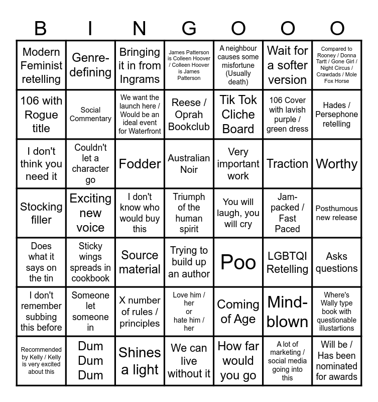 Book Sub Bingo Card