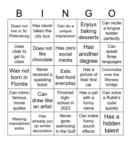 Foundations 2 Bingo Card