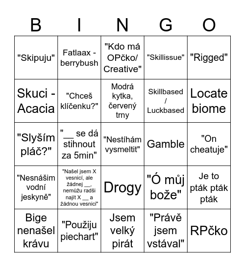 Item/Block shuffle - MarweX Bingo Card