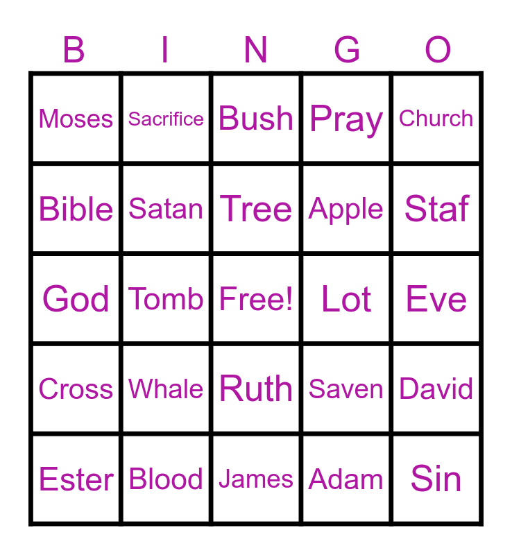 Church Bingo Card